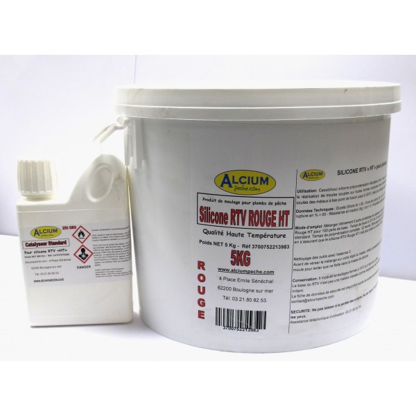 Silicone RTV ROUGE Haute Température pour plombs HT 1kg avec durcisseur 50g